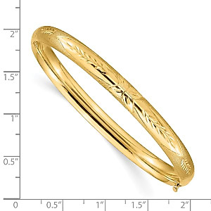 IceCarats 14K Yellow Gold 6.35mm Florentine Hinged Bangle Bracelet