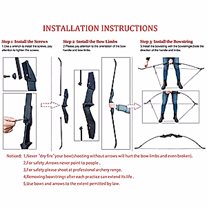 Monsour Archery Takedown Recurve Bow and Arrow Set Left/Rght Hand Longbow Kit Beginner Outdoor Hunting Shooting Practice 20lb 30lb 40lb (Red 20lb)