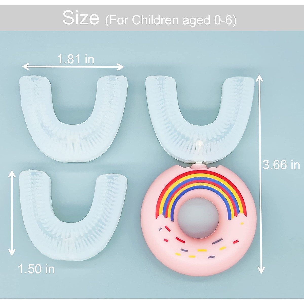 SIOTMERA U Shaped Soft Toddler Toothbrush 360° Clean Whole Mouth, Best Kids Teeth Brushes, Age 0-6 Years Infant Toothbrush,Pink Donut Design Handle with 3 Food Grade Soft Silicone Brush Head