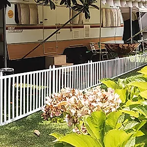 Elevens 30"H x 60"W Garden Fence Outdoor Fence Panel, Decorative Vinyl Picket Fence No Dig Fence,Fencing for Yard Patio (White-1 Panel）