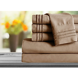 Mocassi Queen Sheet Set - Luxury Hotel 1800 Premier Bedding Sheets & Pillowcases - Ultra Soft Breathable & Cooling Bed Sheets - Deep Pocket - Wrinkle Resistant - 6 Piece Set - Queen, Taupe