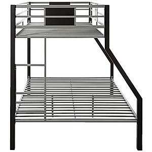 Signature Design by Ashley Dinsmore Industrial Twin Over Full Metal Children's Bunk Bed with Ladder, Black & Gray