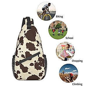 SWEET TANG Men Women Adults Shoulder Sling Backpack, Sport Pack, Compatible with Cow Print Fishing Bag, Chest Pack For Rover Sling Pack Trekking Hunting, One Size