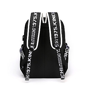 Jupkem Anime Helluva Boss Backpack Bag USB with Charging Port Student School Bag Laptop Cosplay for Boys Girls