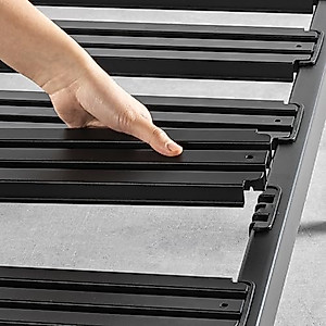 Mellow Rocky Base E 14" Platform Bed Heavy Duty Steel Black, w/ Patented Wide Steel Slats (No Box Spring Needed) - Twin