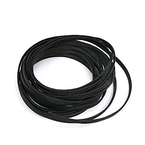 Bettomshin 1Pc 16.4Ft(5m) Cable Management Sleeve, 1/4"(6mm) Width PET Black Cord Protector, Wire Loom Tube Insulated Split Sleeving for USB Cable Power Cord Organizer Video Cable Hider