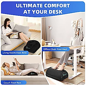BQYPOWER Foot Rest for Under Desk at Work, Ergonomic Adjustable Memory Foam Foot Stool Cushion, Under Desk Footrest for Office & Home