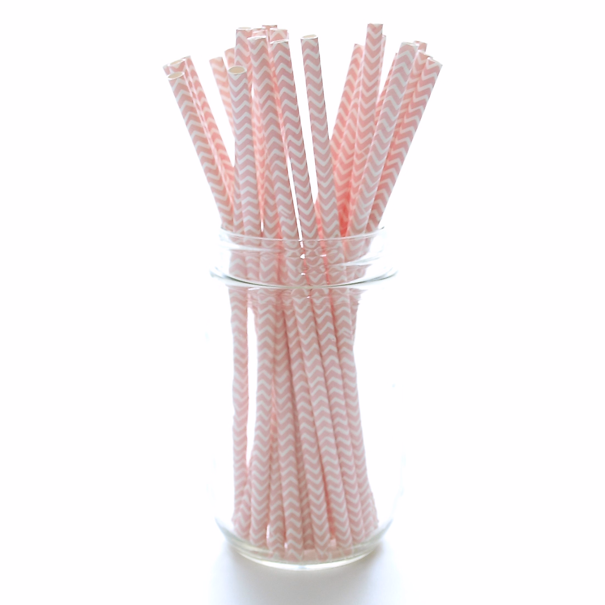 Pink Chevron Design Paper Straws - 25 Pack - Wedding Zigzag Straws, Girl Baby Shower Straws, Pink Chevron Straws