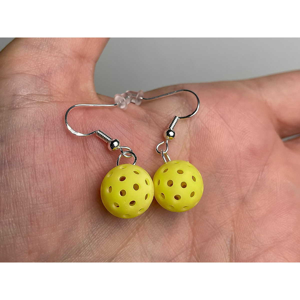 Pickleball Dangle Earrings, Accessory Earrings for Pickleball, 1.2cm Yellow Pickleball Earrings