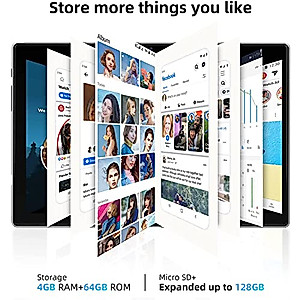 Blackview Tablet Tab8, 10.1 inch Android Tablets with 4GB+64GB Octa Core Processor,1920x1200 IPS FHD Display, 13MP+5MP Dual Camera, GPS, FM, 5G WiFi Teblet Grey