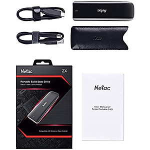 Netac SSD External Drive, Portable SSD 250GB for Type C, Up to 980MB/s, NVME SSD PCIE, USB 3.2 Gen2 10Gbps External Solid State Drive