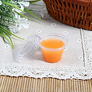 Akozon 3/4 Oz Storage Cups And Lids - Sauce Cup,Kitchen Plastic Chutney Cup Box Pot Container Lid 50Set(1oz)