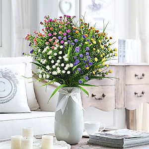 Sunm Boutique Artificial Baby's Breath Flowers, Gypsophila Bouquets Artificial Flowers Real Touch Baby Breath Flowers Bouquets for Garden Wedding Bridal Home Decor, 11.8 inches, Multi-Colour