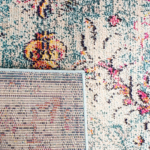 SAFAVIEH Madison Collection Area Rug - 9' x 12', Navy & Light Blue, Boho Chic Medallion Distressed Design, Non-Shedding & Easy Care, Ideal for High Traffic Areas in Living Room, Bedroom (MAD447K)