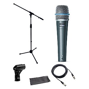 Shure Beta 57a Microphone Bundle with Mic Boom Stand and XLR Cable
