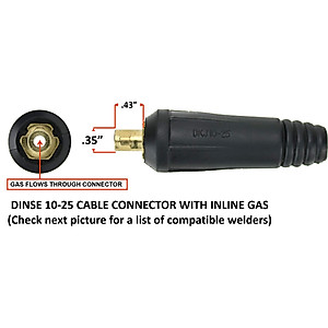 17 Series - 150 Amp - Air Cooled - TIG Torch - 12.5 feet 1-Piece Cable - INLINE Gas Dinse 10-25 Connector - (Welders with Gas Solenoid)