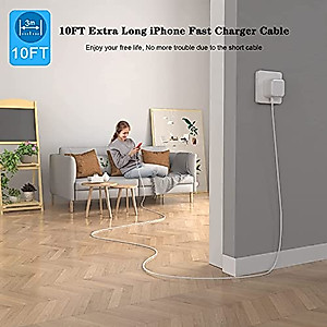 iPhone Fast Charger, 40W Dual USB-C Quick Wall Charger[Apple MFi Certified] 2 Pack 10FT Extra Long Lightning Cable+Double Port Foldable USBC Charger Fast Charging for iPhone 14/13/12/11/XR/XS/SE/iPad