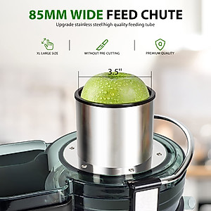 1000W 3-SPEED LED Centrifugal Juicer Machines Vegetable and Fruit, Healnitor Juice Extractor with 3.5" Big Wide Chute, Easy Clean, BPA-Free, High Juice Yield, Silver