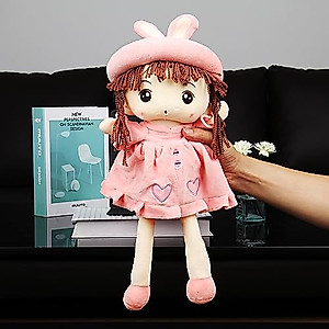 SMY LINUUE Cute Princess Plush Toy Stuffed Plush Doll Soft Throw Pillow 17.5 Inch,Gift Girl Cute Plush Birthday Gift Party Cartoon Plush Toy Decoration for Kids and Girls (Pink)
