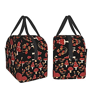 Lunch Bag Red Mushrooms Print Insulated Lunch Box Reusable Lunch Bags Meal Portable Container Tote For Men Women Work Travel Picnic