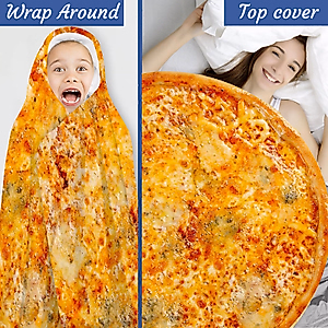 ubnlkto Pizza Blanket, Pizza Throw Blanket, Round Funny Food Blankets for Adult Kids, Realistic Food Throw Blanket Kids Throw Blanket 60 Inches