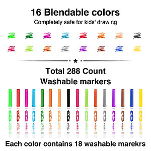 ARLTR Washable Markers Bulk, Bulk Pack of 320 in 16 Vibrant Colors with Super Tip - Perfect for Kids' Classrooms & Teachers