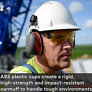 3M PELTOR Ear Muffs, Noise Protection, Hard Hat Attachment, NRR 25 dB, Construction, Manufacturing, Maintenance, Automotive, Woodworking, Heavy Engineering, Mining, X3P3E,Black/Red