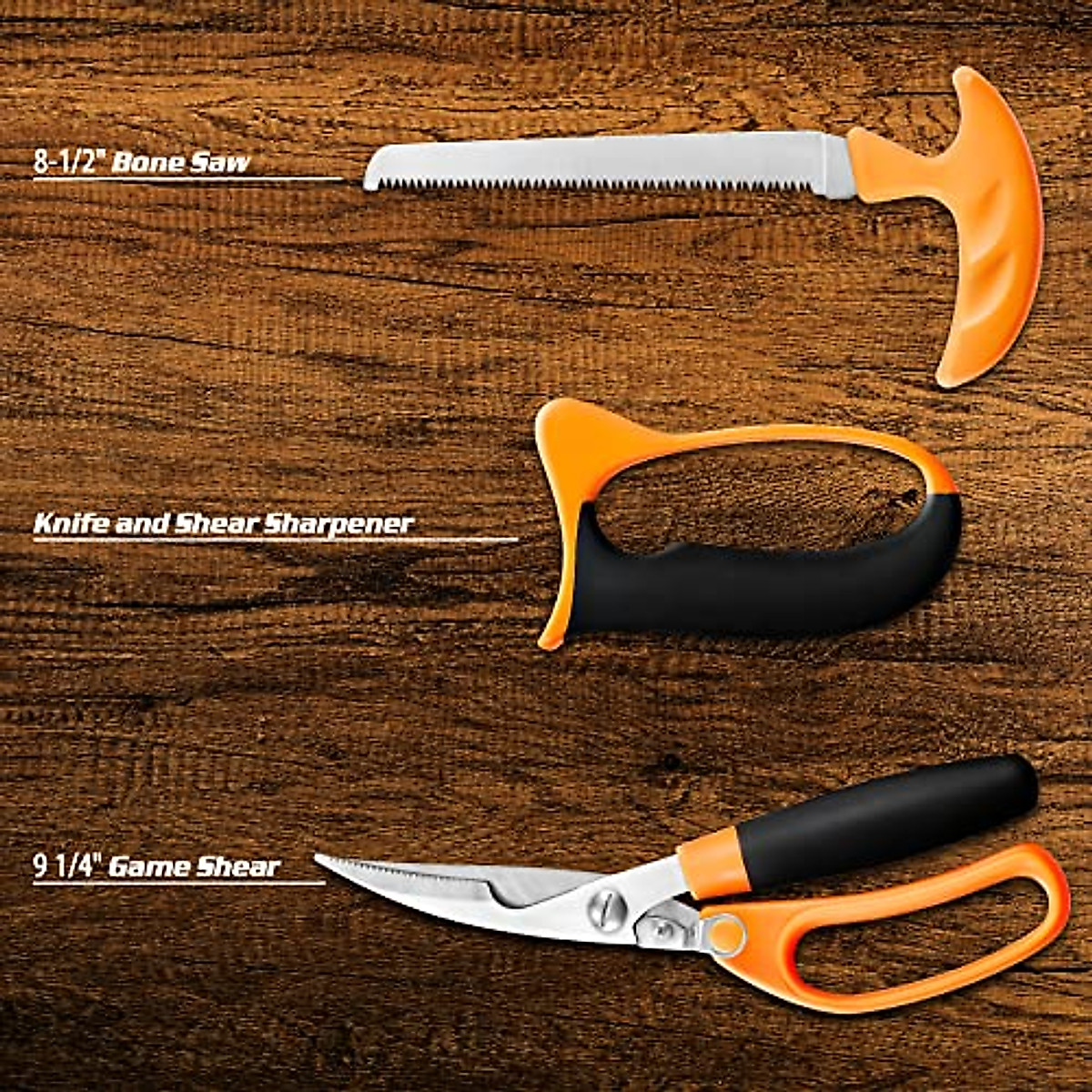 LYTACTICS Hunting Deer Knife Set Field Dressing Kit Forest Portable Butcher Game Processor Set, 12 Pieces