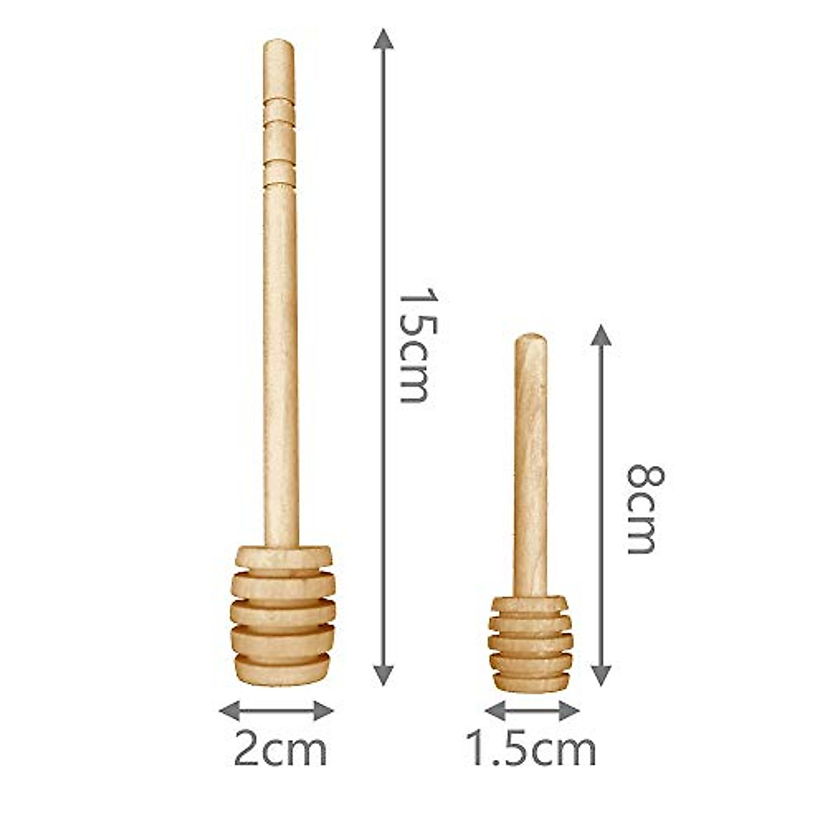 2 Pack Wooden Honey Dipper Mini Honey Dipper Sticks Honey Dippers Jam Muddler Syrup Stirrer for Honey Jar Dispense Drizzle Honey (2 Size)