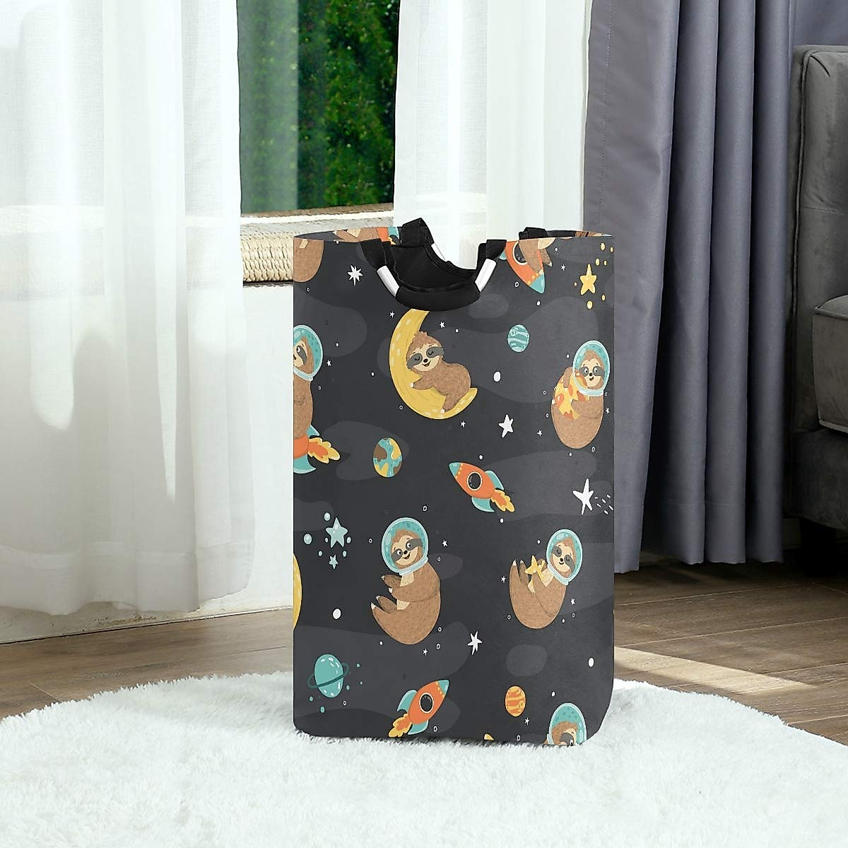 Qilmy Sloth Laundry Basket Collapsible Large Clothes Hamper Nursery Storage Bin with Handle for Bedroom, Bathroom, Dorm, Kids Room