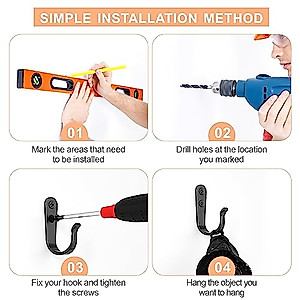 20PCS Wall Hooks for hanging, Metal Wall Hooks for Coats, Coat hooks for Wall, Heavy Duty Single Prong Wall Hooks With 40 Pieces Screws for Hanging Coats，Towel，Backpack，Hat, Dog Leashes，Coffee Mug