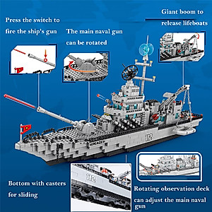 Ulanlan Navy Destroyer Building Block Set, Warship Building kit 6 in 1 Military Battleship Building Set Toy Gift for Boys Aged 8 +, Adult Gift 1560 Pieces