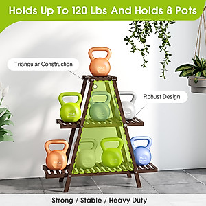 Bamboo Plant Stand For Indoor Outdoor Tiered Plant Shelf 3 Tier 8 Potted Flower Holder Ladder Plant Rack For Multiple Table Plant Pot Stand For Window Garden Balcony Living Room Patio Triangle Plant