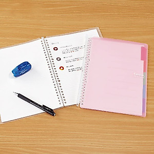 Kokuyo Campus Smart Ring Binder, A5 Transparent Binder Notebook Up to 25 Sheets 20 Holes Slim Binder Folder with 10 Extra Campus Sarasara Loose-Leaf Paper for Work & Study, Japan Import (RU-SP130T)