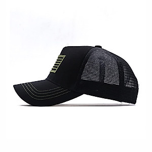 LADY&HOME American Flag Trucker Hats for Men and Women, Patriotic USA Flag Baseball Cap for July 4th (Mesh Black)