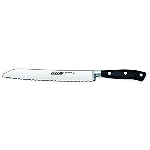 ARCOS Forged Block Knife Set 6 piece Nitrum Stainless Steel. 4055 gr. Multi-use Cooking Knife for Cutting Meat and Vegetables. Ergonomic Polyoxymethylene POM Handle. Series Riviera. Color Black.