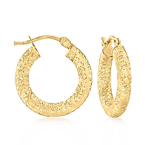 Canaria Italian 10kt Yellow Gold Small Diamond-Cut Hoop Earrings