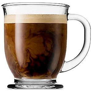 Godinger Coffee Mug Set, Glass Coffee Mugs Cups with Handle for Hot Beverages, Tea Cups Large Mug Coffee Gifts - 15oz, Set of 4