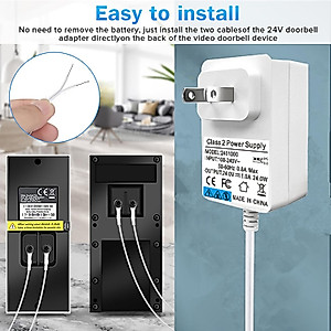 DC24V1000mA Doorbell Transformer,for Ring Doorbell Transformer C Wire Adapter Thermostat, Compatible with Wyze, Ring, Nest Ecobee, Honeywell, Eufy and Nest Hello Video Doorbells,White 33 Foot Length