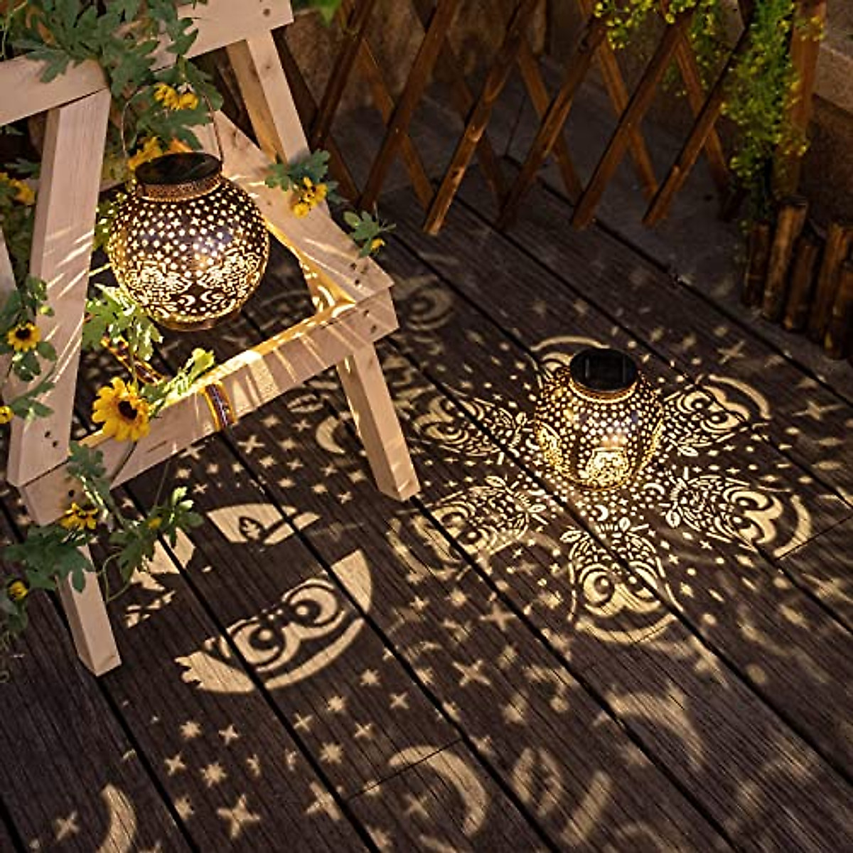 Solar Lanterns Outdoor Waterproof Garden Decorative Lights Owl Hanging Solar Lanterns for Patio, Table, Pathway, Balcony, Lawn, Yard Decor 2 Pack