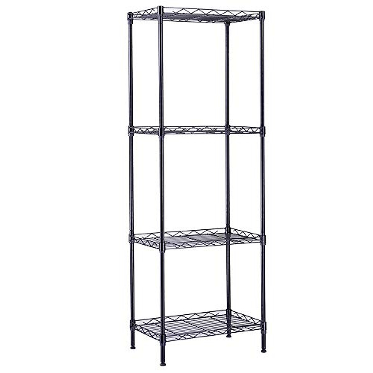 Kcelarec 4-Tier Wire Shelving Metal Storage Rack Adjustable Shelves for Laundry Bathroom Kitchen Pantry Closet, Black