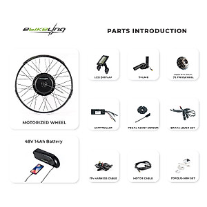 EBIKELING Waterproof Ebike Conversion Kit with Battery 20" Fat Tire Direct Drive Front or Rear Wheel Electric Bike Conversion Kit Ebike Battery & Charger Included 1500W 1200W Electric Bike for Adults