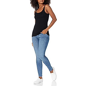Amazon Essentials Women's Slim-Fit Thin Strap Tank, Pack of 2, Black, Small