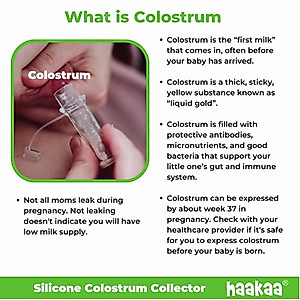 Haakaa Silicone Colostrum Collector Set with Clear PP Storage Case 4 ml, 6 PK, Pre-Sterilized