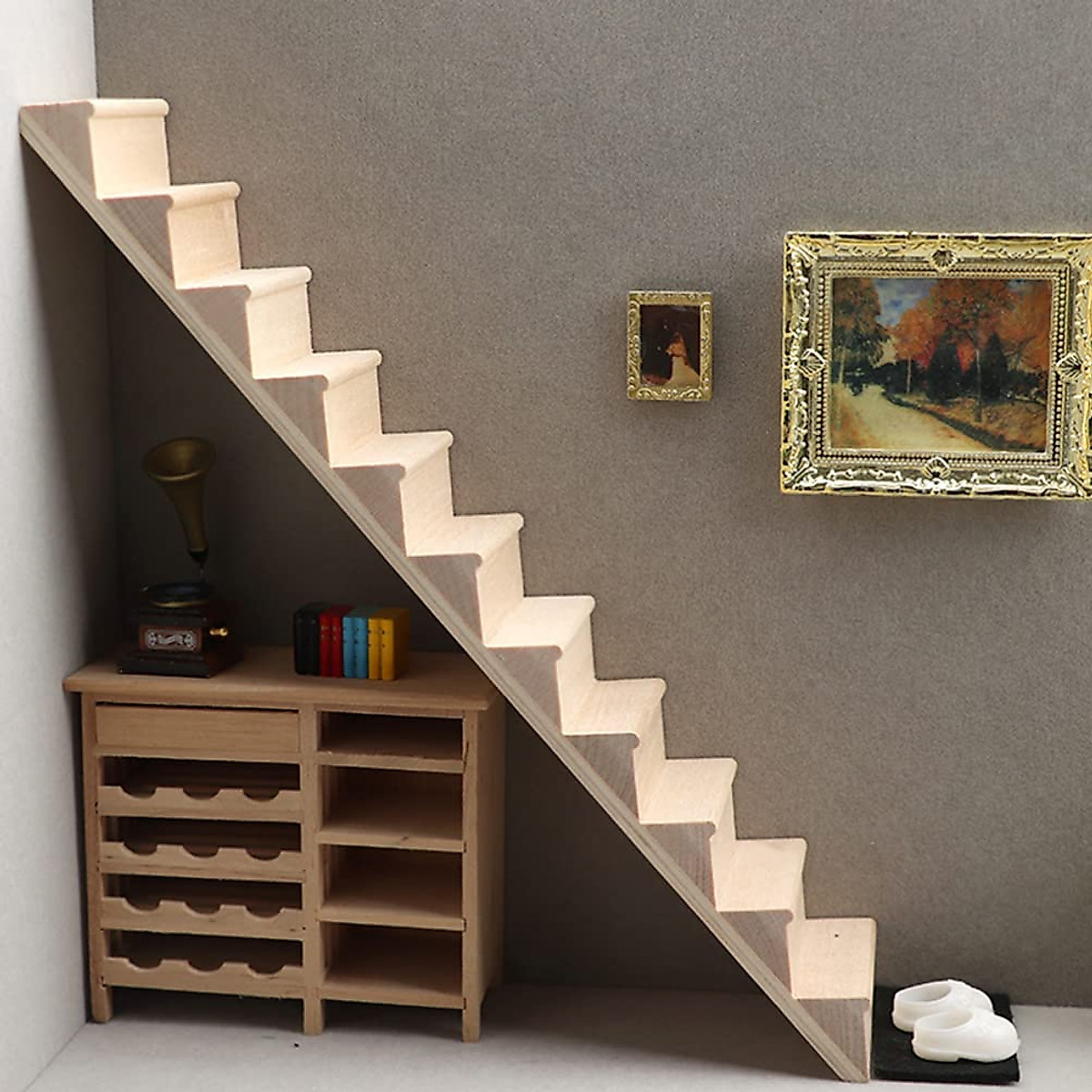 Toyvian Doll House Stairs Landscape Layout Props Miniature Staircase Mini House Stairs Model Home Décor Stairs Statues Wood Stairs Mini Stair Step Mini Houses Wooden Furniture Small Stairs