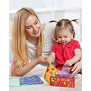 DINORUN Baby Toys 6 to 12 Months - Montessori Toy for Babies and Toddlers Tissue Box Learning Toy for 6 Months and up – Educational High Contrast Development STEM Toy - Baby Gift