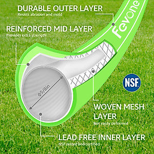 Fevone Garden Hose 3 ft x 5/8", Hose Reel Leader Hose, Lead In Water Hose, Fits Hoses/Pipes of All Replacement/Replaceable Parts, Solid Aluminum Fittings - Zero Leak