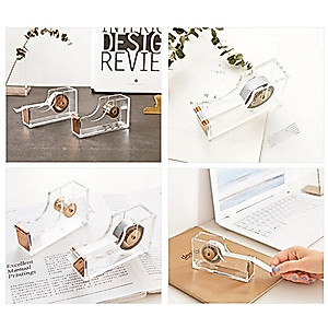 Acrylic Gold Tape Dispenser,Clear Acrylic Desk Dispenser Kit , Modern Design Office Desktop Tape Dispense