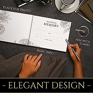 Black Loving Memory Guest Book, Floral Design Funeral Guestbook with Pen, Memorial Service Guest Book, Memorial Guest Book, Memorial Book, Funeral Book, Signature Book, Funeral Book Guest (FGB001)