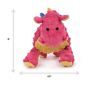goDog Bubble Plush Dragons Squeaky Dog Toy, Chew Guard Technology - Coral, Small